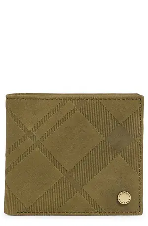 Barbour Beith Tartan Nubuck Leather Wallet - Khaki