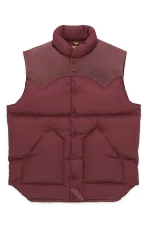 FORTELA Down Vest With Suede Yoke - Burgundy