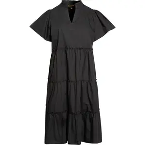 SUGARLIPS Noelle Split Neck Tiered Cotton Dress