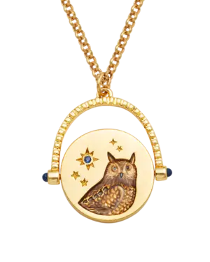 FABLE ENGLAND Owl Spinner Necklace - Gold
