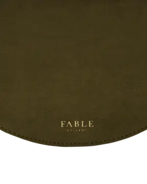 FABLE ENGLAND Charlotte Meadow Scene Embroidered Faux Suede Saddle Purse