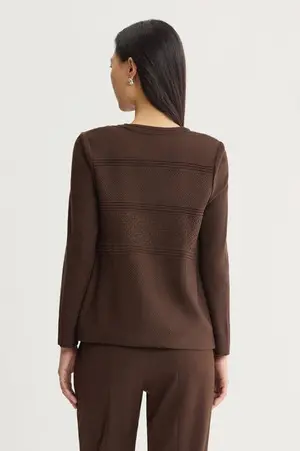 Ming Wang Pointelle Tonal Knit Jacket