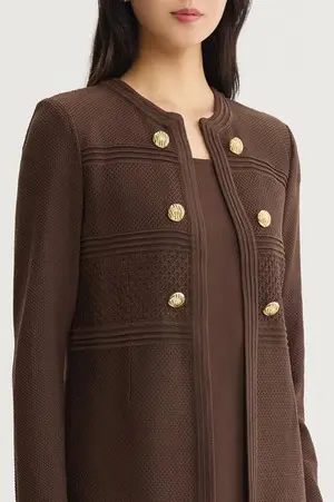 Ming Wang Pointelle Tonal Knit Jacket