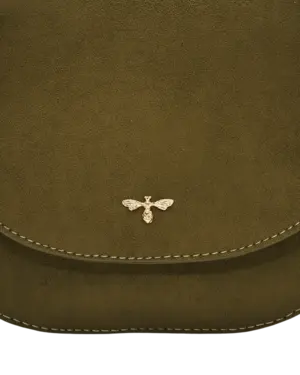 FABLE ENGLAND Beth Faux Suede Saddle Purse - Khaki