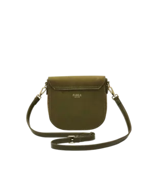 FABLE ENGLAND Beth Faux Suede Saddle Purse - Khaki