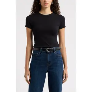 Nordstrom Ribbed Crewneck T-shirt - Black