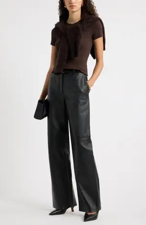 Nordstrom Ribbed Crewneck T-shirt - Brown Mole