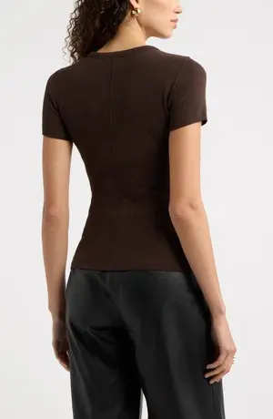 Nordstrom Ribbed Crewneck T-shirt - Brown Mole