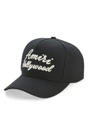 Amiri Logo Cotton Canvas Snapback Baseball Cap - Black