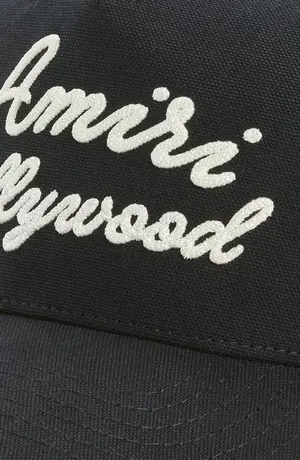 Amiri Logo Cotton Canvas Snapback Baseball Cap - Black