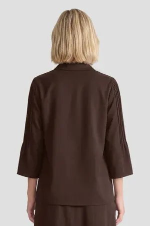 Ming Wang Flare Sleeve Faux Suede Blouse