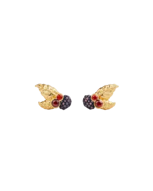 FABLE ENGLAND Orla Blackberry Stud Earrings - Gold