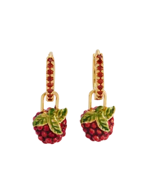 FABLE ENGLAND Orla Raspberry Huggie Earrings - Gold