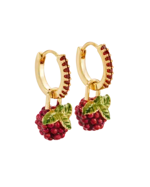 FABLE ENGLAND Orla Raspberry Huggie Earrings