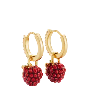 FABLE ENGLAND Orla Raspberry Huggie Earrings