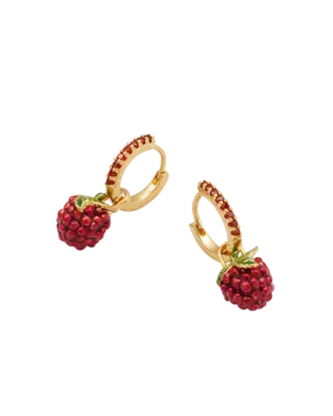 FABLE ENGLAND Orla Raspberry Huggie Earrings