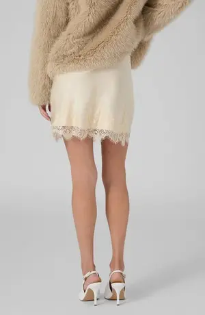 Guess Sophie Lace Detail Bias Miniskirt - Biscotti