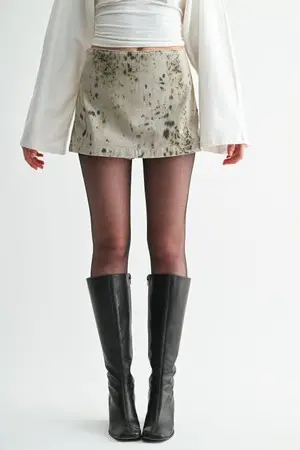 JEMINA DENIM High-rise Printed Denim Skort
