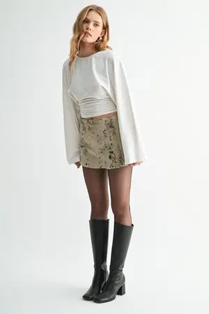 JEMINA DENIM High-rise Printed Denim Skort