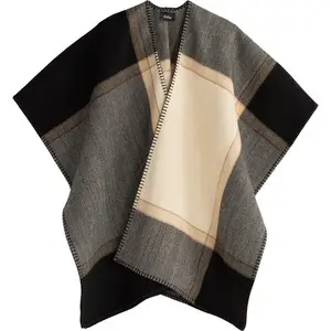 Echo Exploded Plaid Ruana - Navy