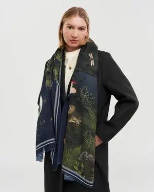 FABLE ENGLAND Woodland Meadow Large Rectangle Scarf