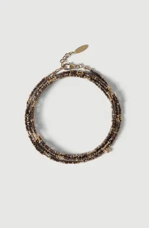 Brunello Cucinelli Hematite And Sterling Silver Wrap Bracelet
