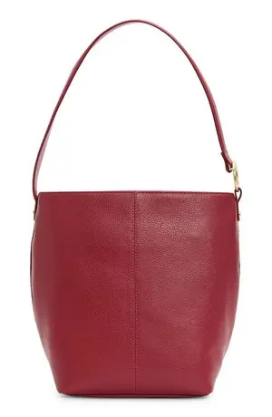 Barbour Cedar Large Leather Bucket Bag - Red