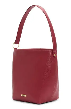 Barbour Cedar Large Leather Bucket Bag - Red