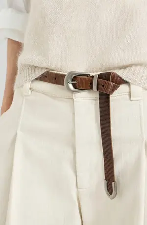 Brunello Cucinelli Carved Leather Belt - Light Brown