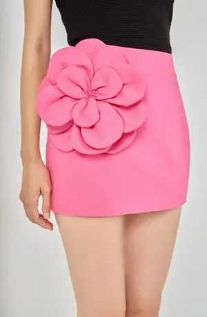 Endless Rose Flower Applique Miniskirt