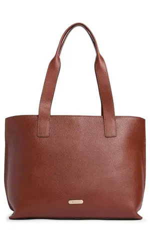 Barbour Large Alder Leather Tote Bag - Brown