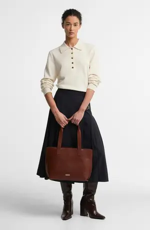 Barbour Large Alder Leather Tote Bag - Brown