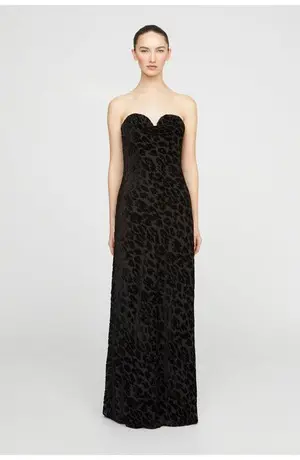 Halston Rosalie Chiffon Devoré Gown - Black