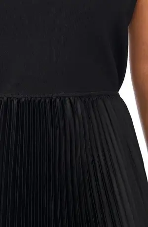 Halogen Mock Neck Pleated Maxi Dress
