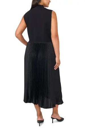 Halogen Mock Neck Pleated Maxi Dress