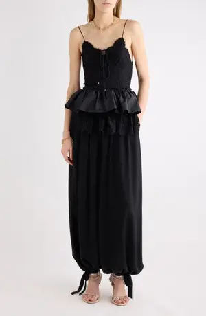 Chloé Lace And Technical Taffeta Peplum Camisole