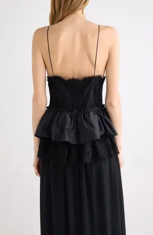 Chloé Lace And Technical Taffeta Peplum Camisole