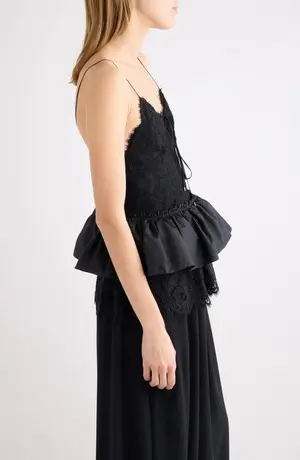 Chloé Lace And Technical Taffeta Peplum Camisole