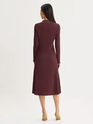 Misook Fit & Flare Soft Ribbed Knit Midi Dress