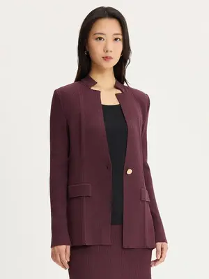 Misook Tailored Tonal Ribbed Knit Jacket
