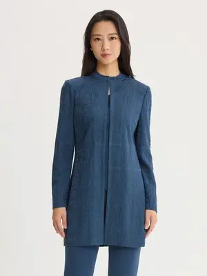 Misook Heritage Tonal Floral Burnout Knit Jacket - Stardust