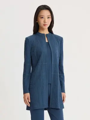 Misook Heritage Tonal Floral Burnout Knit Jacket