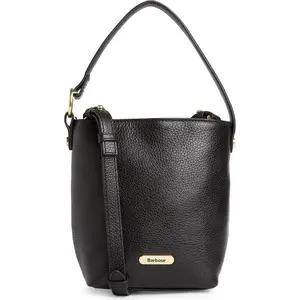 Barbour Cedar Mini Leather Bucket Bag - Black