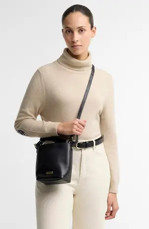 Barbour Cedar Mini Leather Bucket Bag - Black