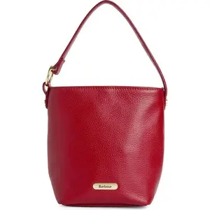 Barbour Cedar Mini Leather Bucket Bag - Red