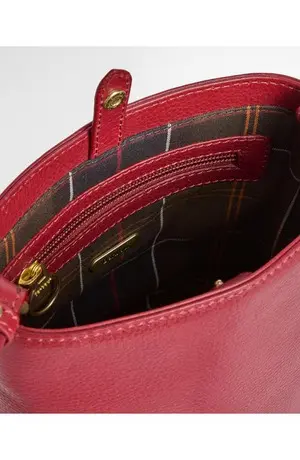 Barbour Cedar Mini Leather Bucket Bag - Red