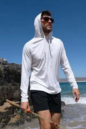 WEATHERMAN Upf 50+ Hooded Sun Shirt - White