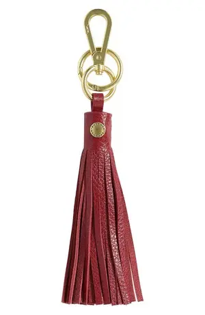 Barbour Tassel Leather Bag Charm - Red