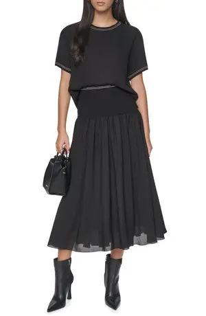 Dkny Mixed Media Skirt - Black