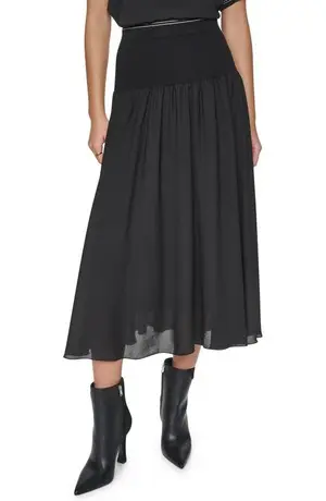 Dkny Mixed Media Skirt - Black